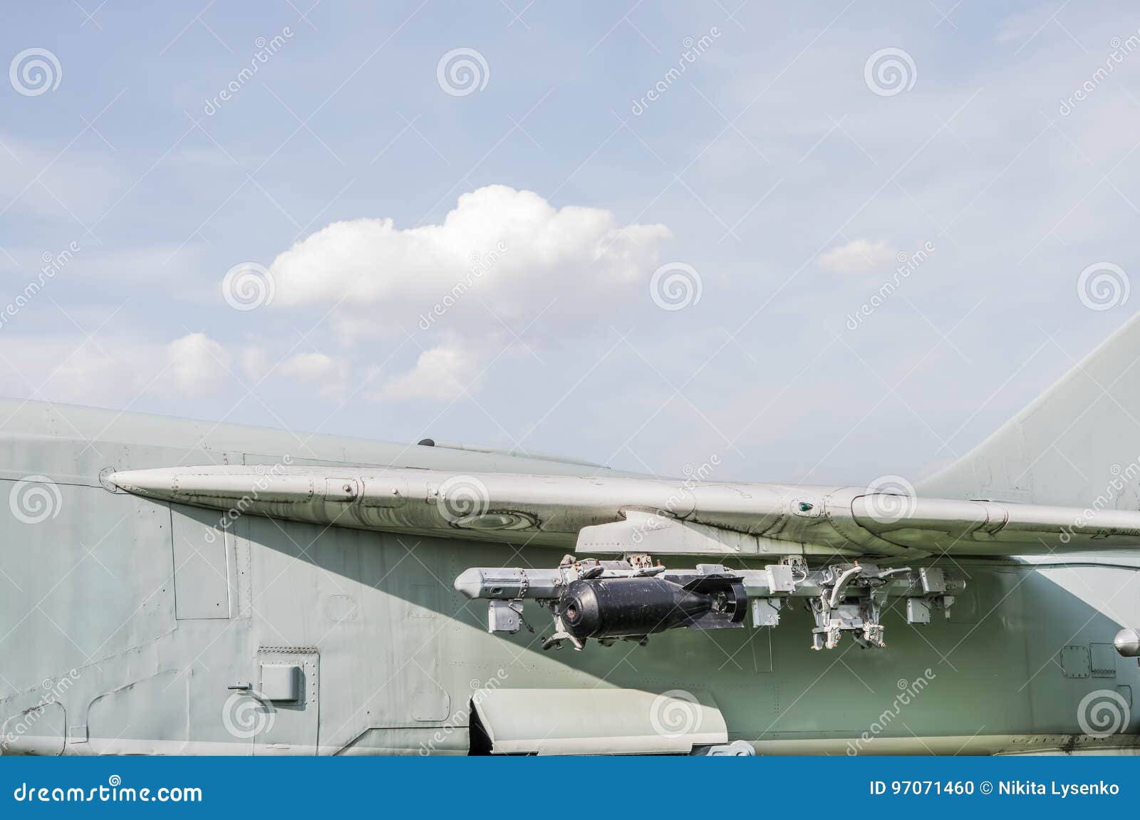 Airplane wing with bombs stock photo. Image of military - 97071460