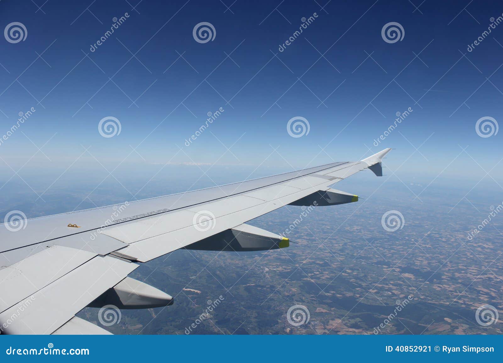 Airplane Wing Flying Over Land Stock Image - Image of earth, america ...