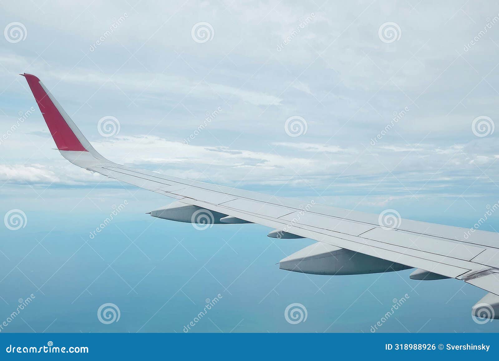 Airplane wing is flying stock photo. Image of airport - 318988926