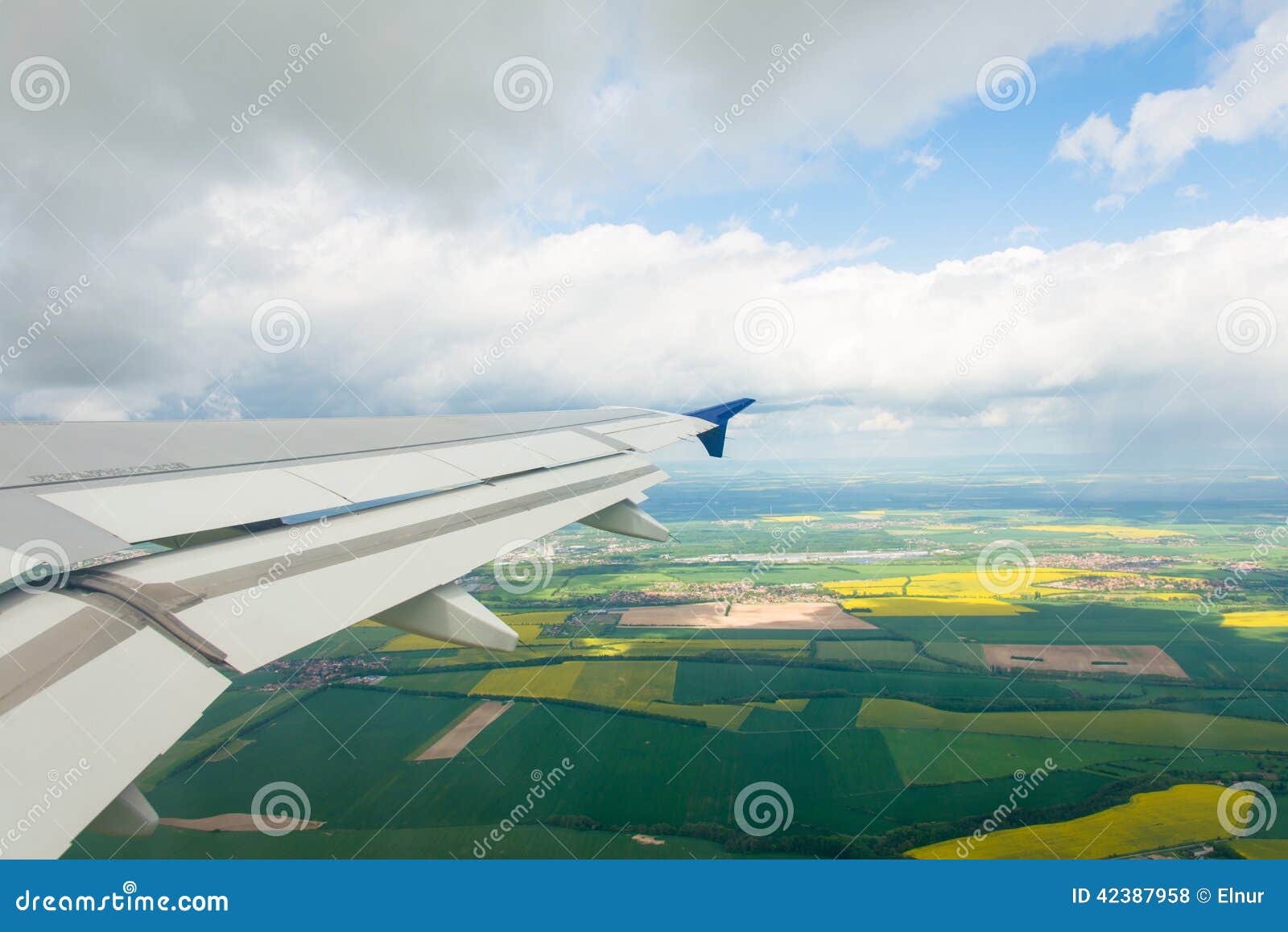 Airplane wing out stock photo. Image of aeroplane, space - 42387958