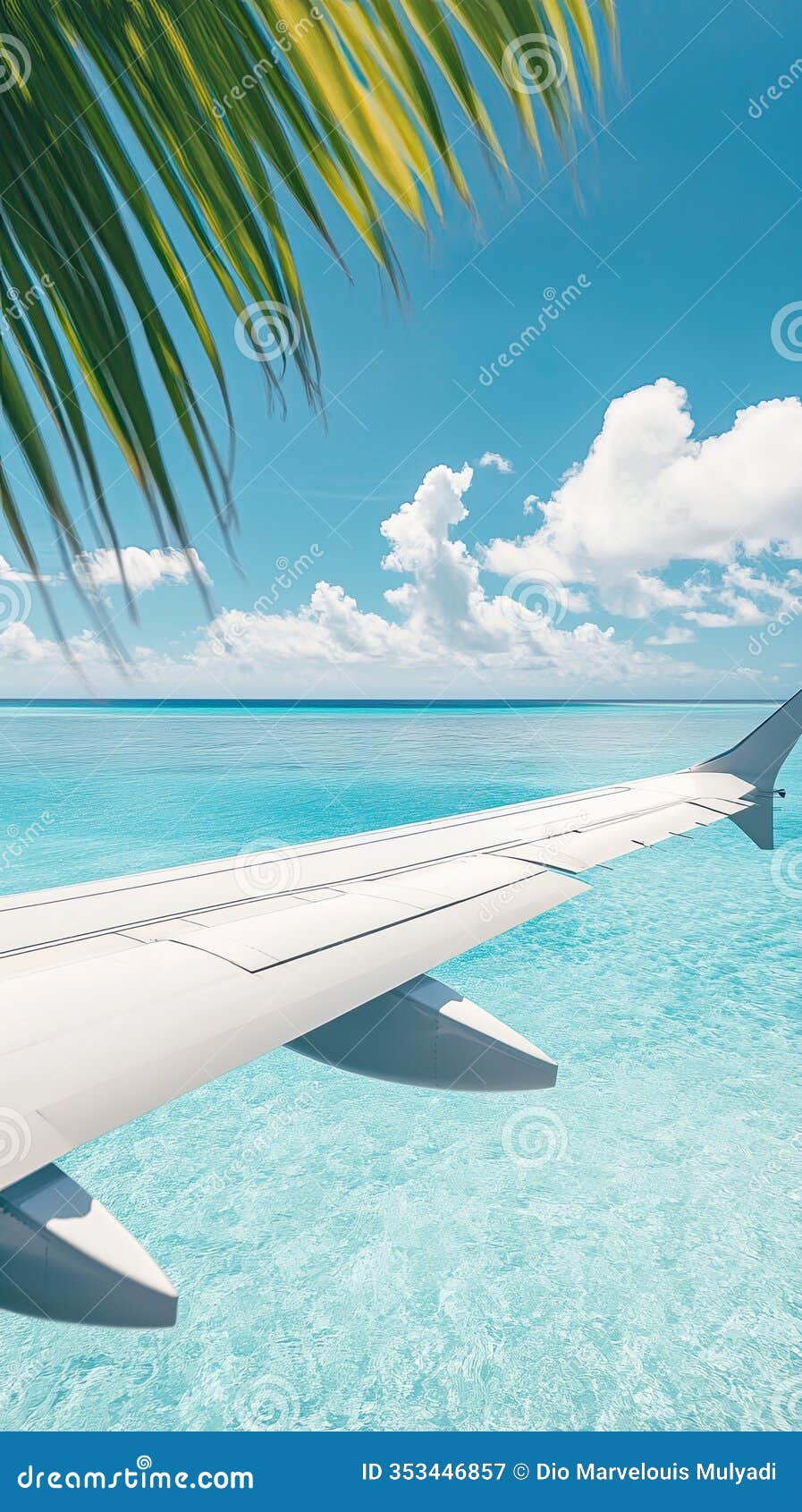 Airplane Wing Over Tropical Ocean Stock Image - Image of view, travel ...