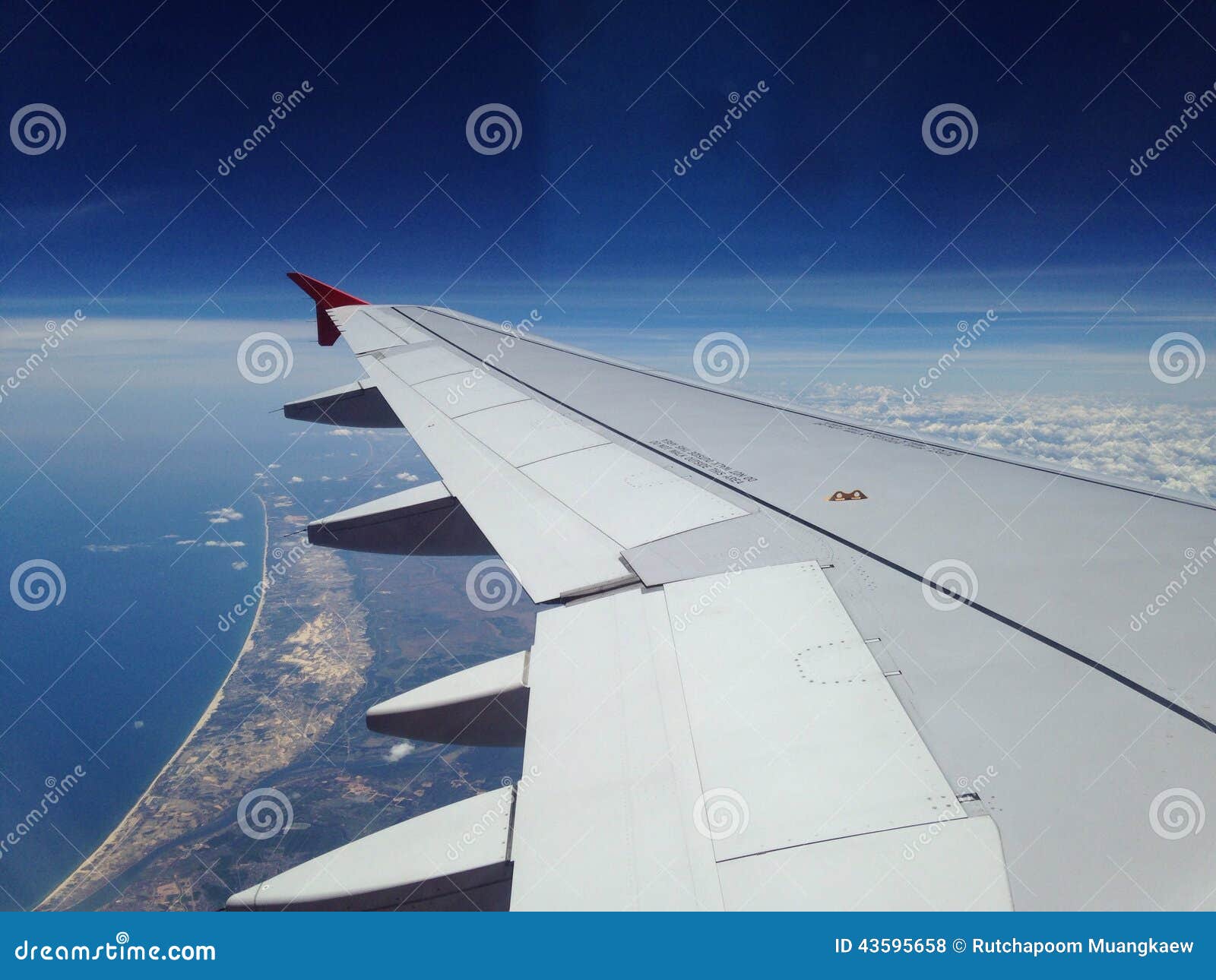 Airplane wing stock photo. Image of heaven, blue, outside - 43595658