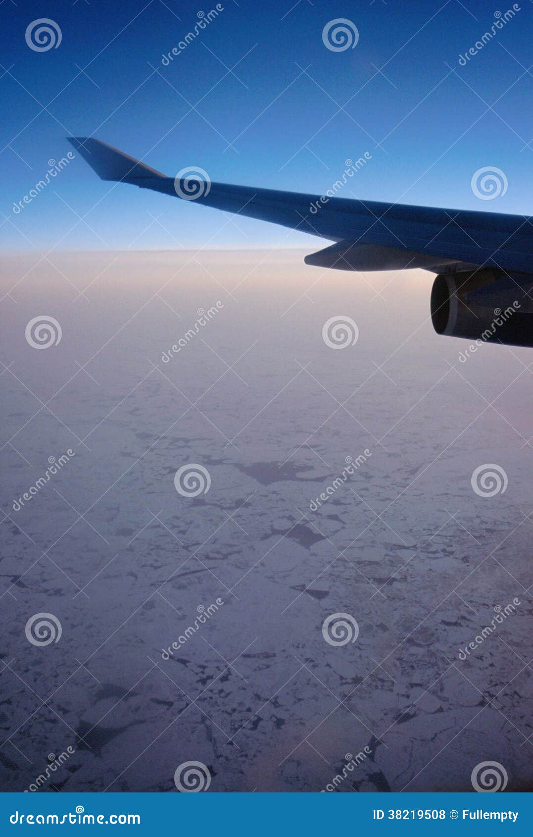 Airplane wing and sea ice stock photo. Image of landscape - 38219508