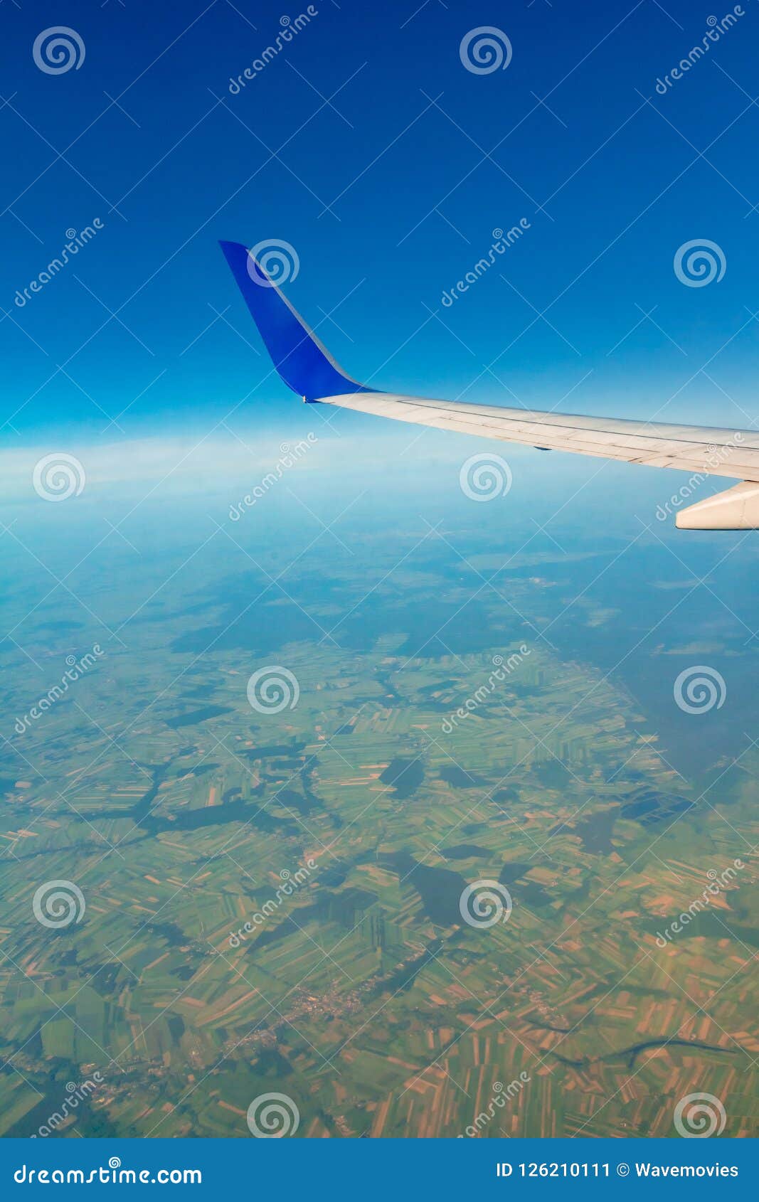Airplane Wing on the Sky Over Land Stock Image - Image of commercial ...