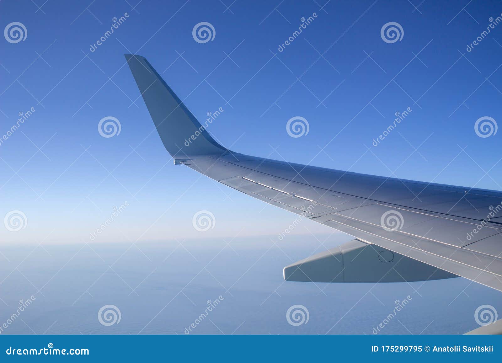 Airplane Wing in the Sky. View from a Great Height. Stock Image - Image ...