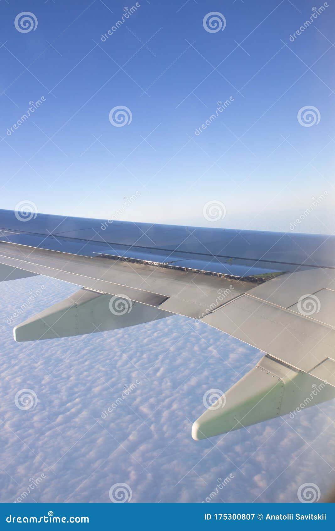 Airplane Wing in the Sky. View from a Great Height Stock Image - Image ...