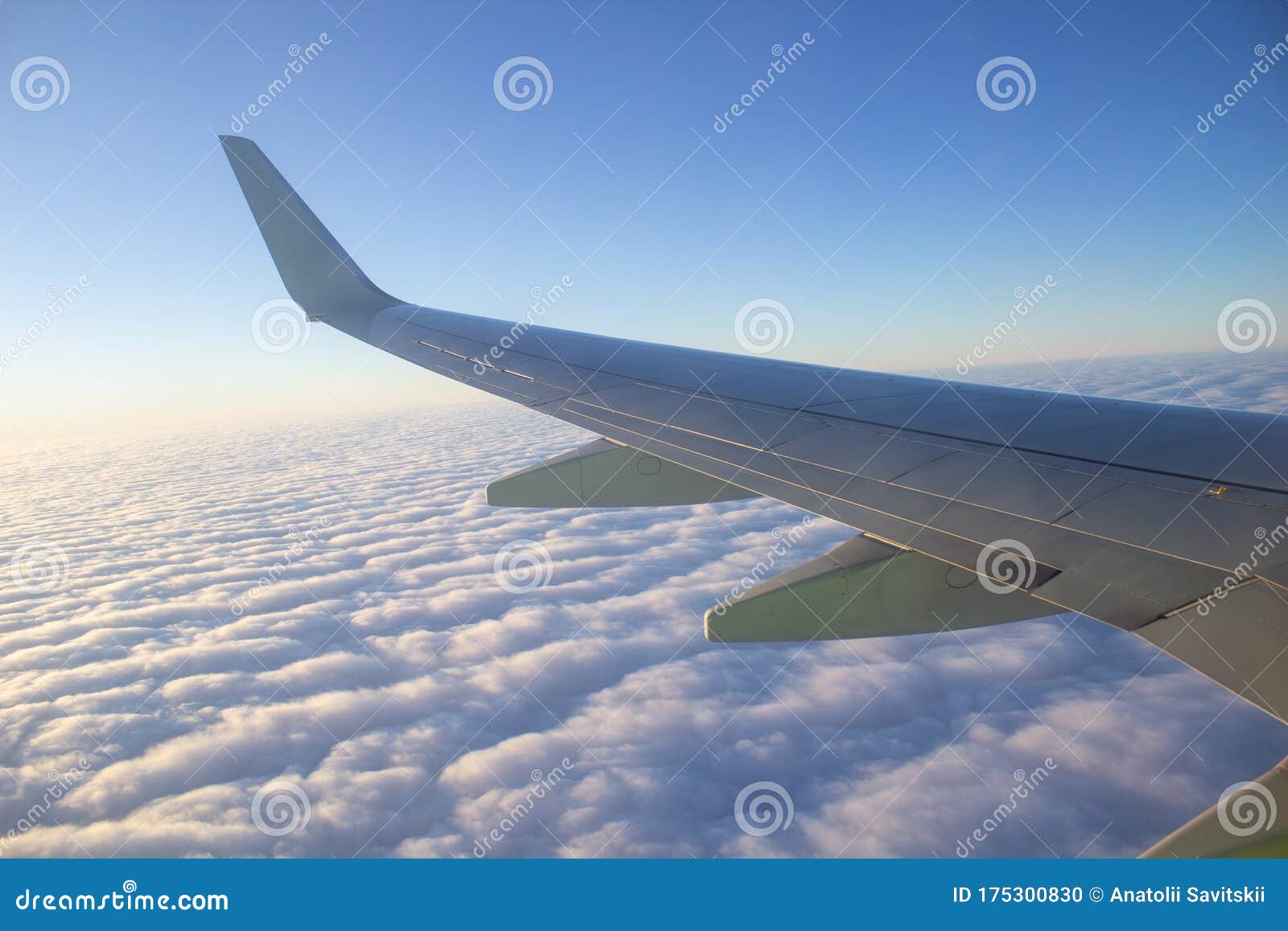 Airplane Wing in the Sky. View from a Great Height Stock Photo - Image ...