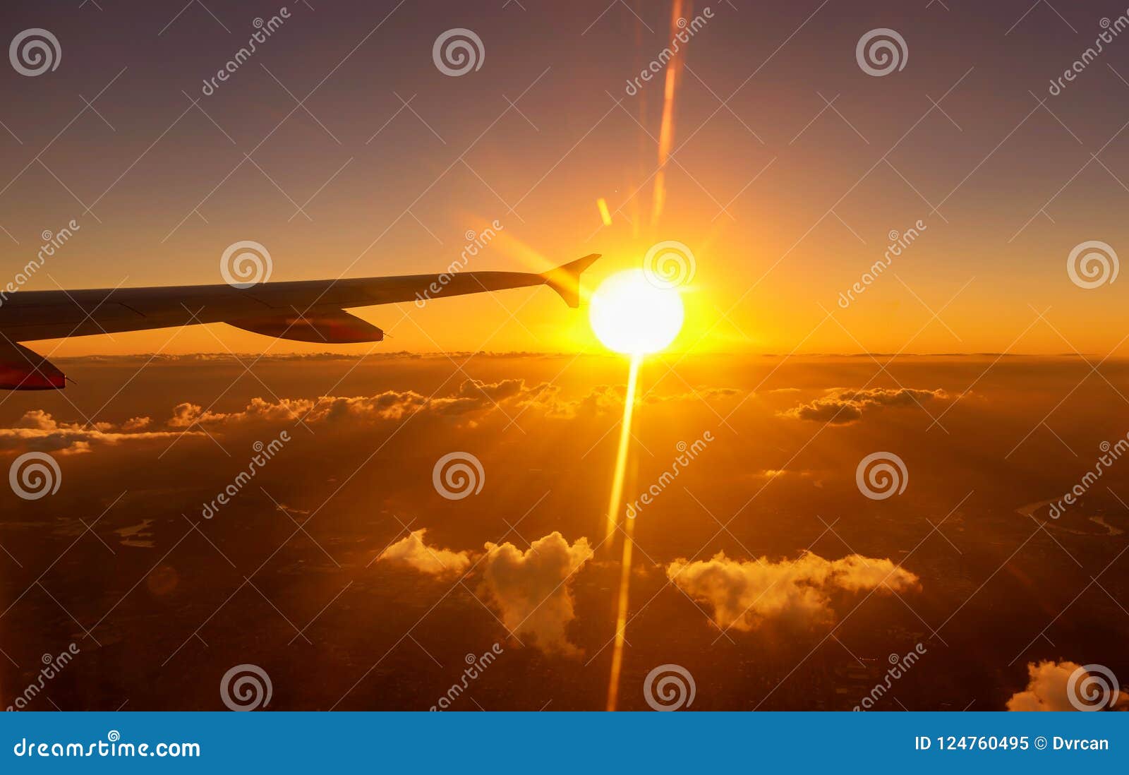 Airplane Wing in the Sunset Stock Image - Image of season, beautiful ...