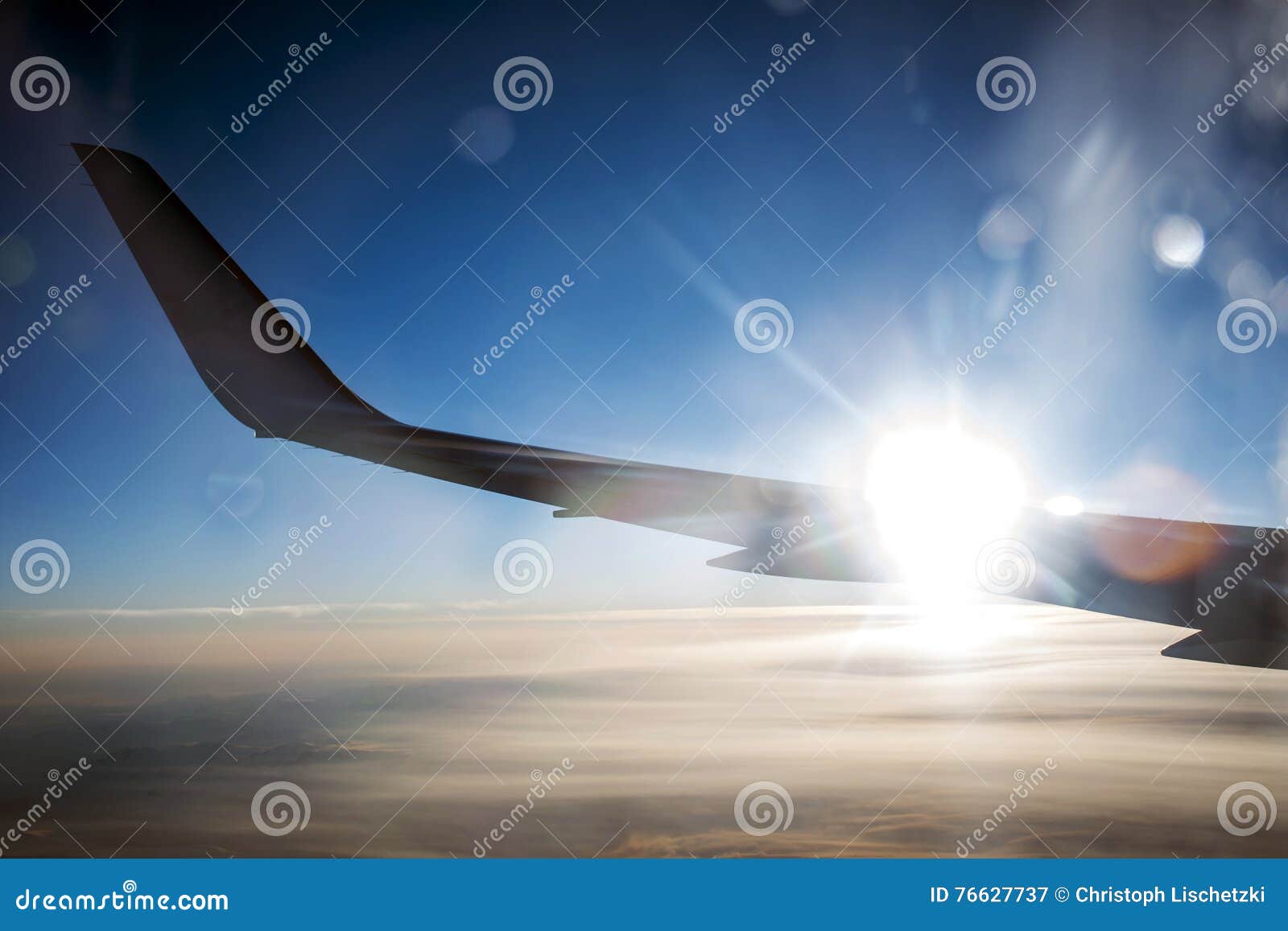 Airplane Wing in the Sunset Flight To Paradise Stock Image - Image of ...