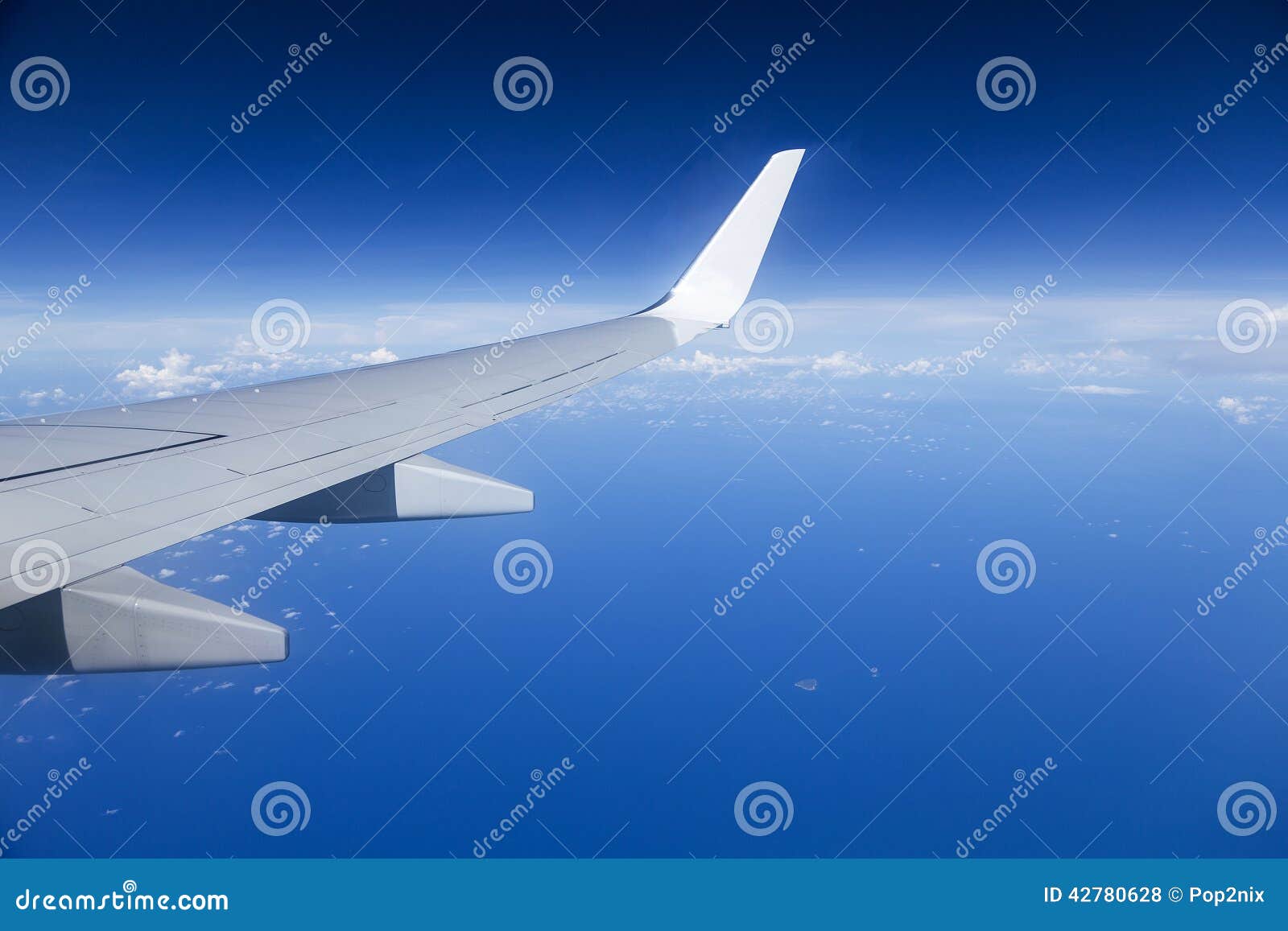 Airplane wing view stock photo. Image of horizon, city - 42780628
