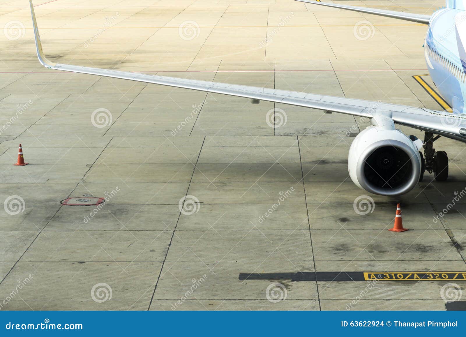 Airplane Wings and Engine stock photo. Image of airliner - 63622924