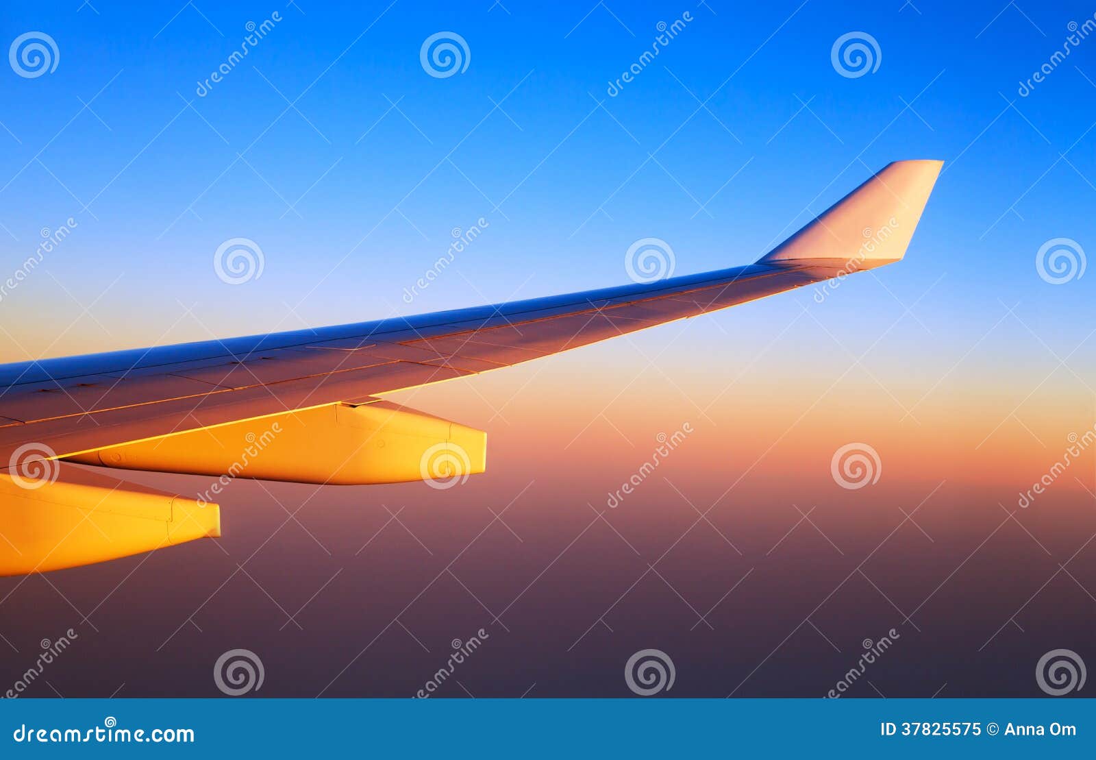 Airplane Wings in Sunset Light Stock Image - Image of aircraft, journey ...