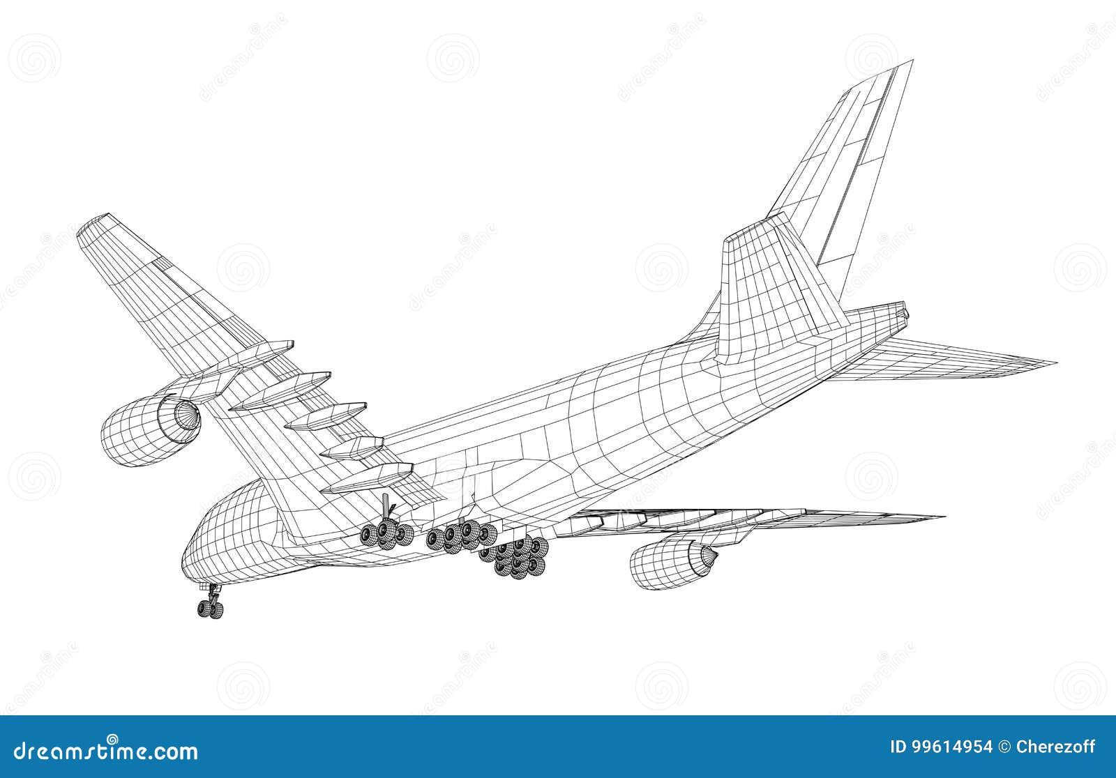 Airplane in Wire-frame Style Stock Vector - Illustration of graphic ...