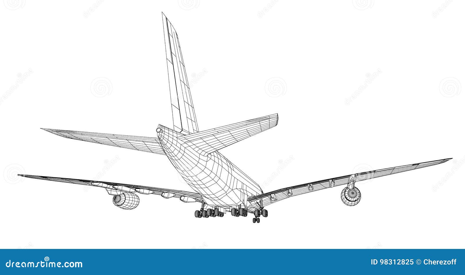 Airplane in Wire-frame Style Stock Vector - Illustration of isolated ...