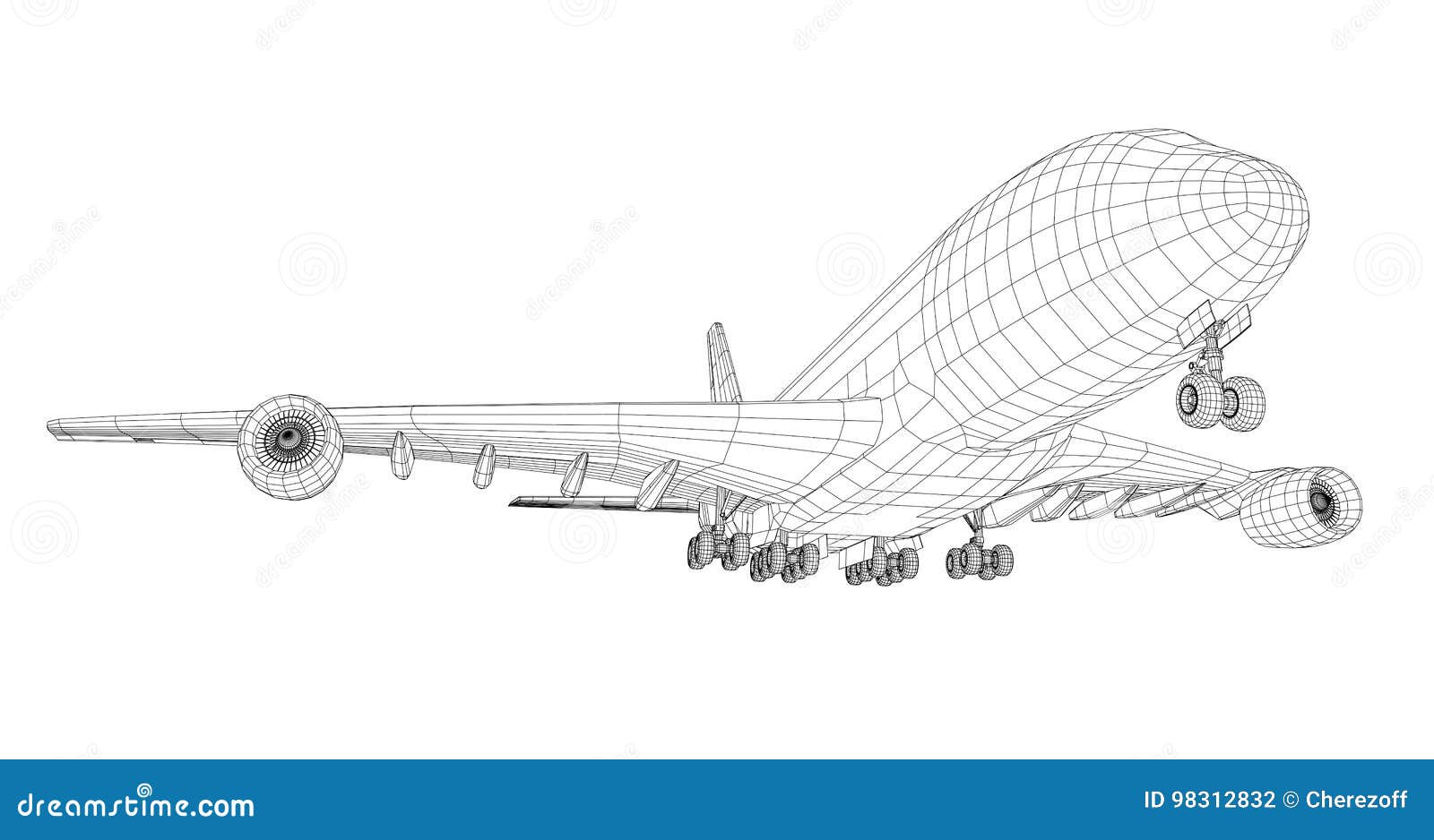 Airplane in Wire-frame Style Stock Vector - Illustration of design ...