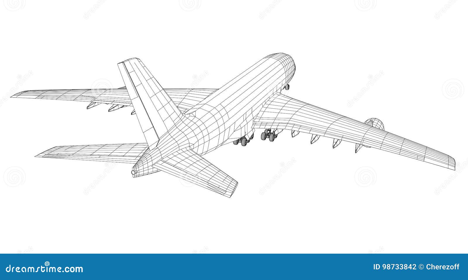 Airplane in Wire-frame Style Stock Vector - Illustration of aircraft ...