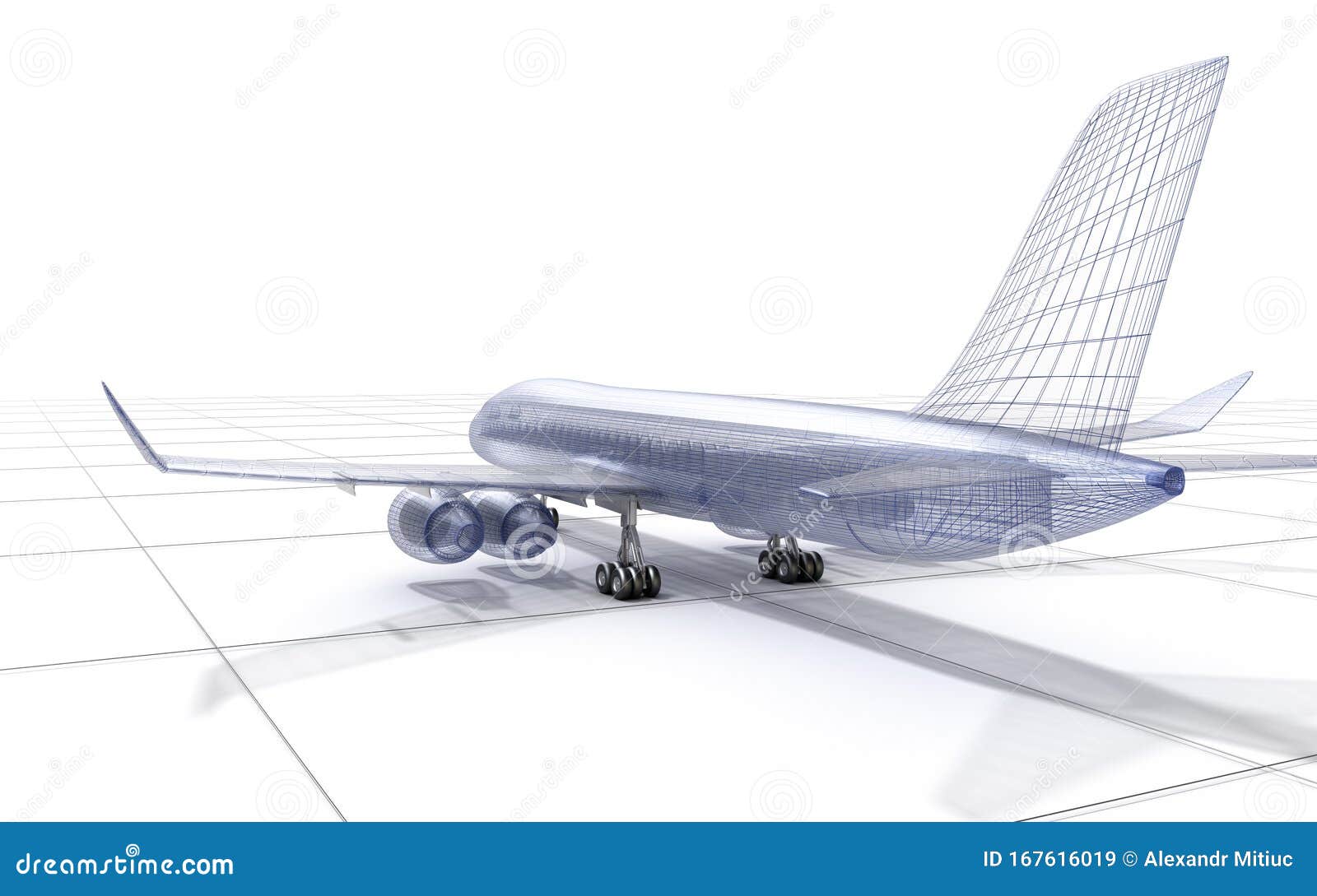Airplane Wire Model , Isolated on White Stock Illustration ...