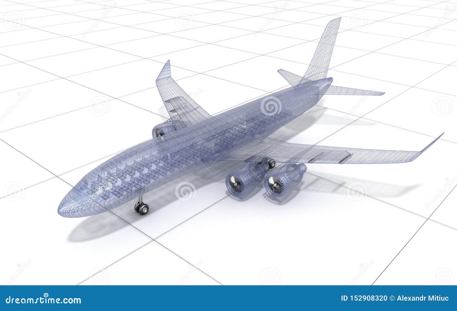 Airplane Wire Model , Isolated on White Stock Illustration ...