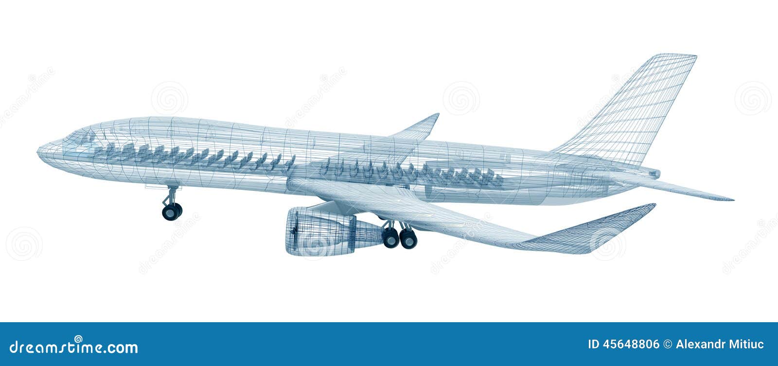 Airplane Wire Model , Isolated on White Stock Illustration ...
