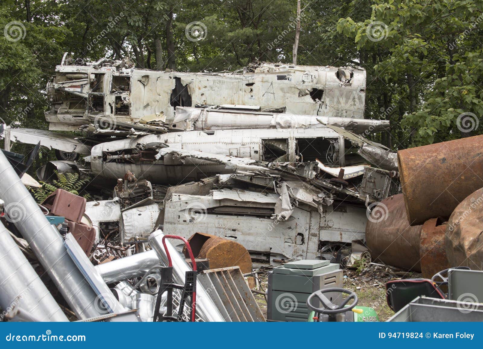Airplane Wreckage in Junkyard Stock Photo - Image of exploration ...