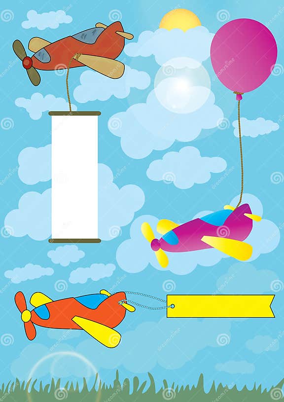 Airplane with Your Text_eps Stock Vector - Illustration of balloon ...