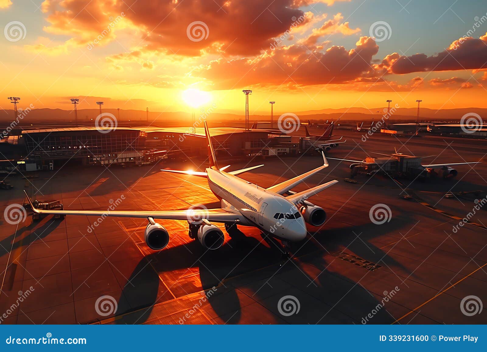 Airplanes in the Airport. View from Above Stock Illustration ...