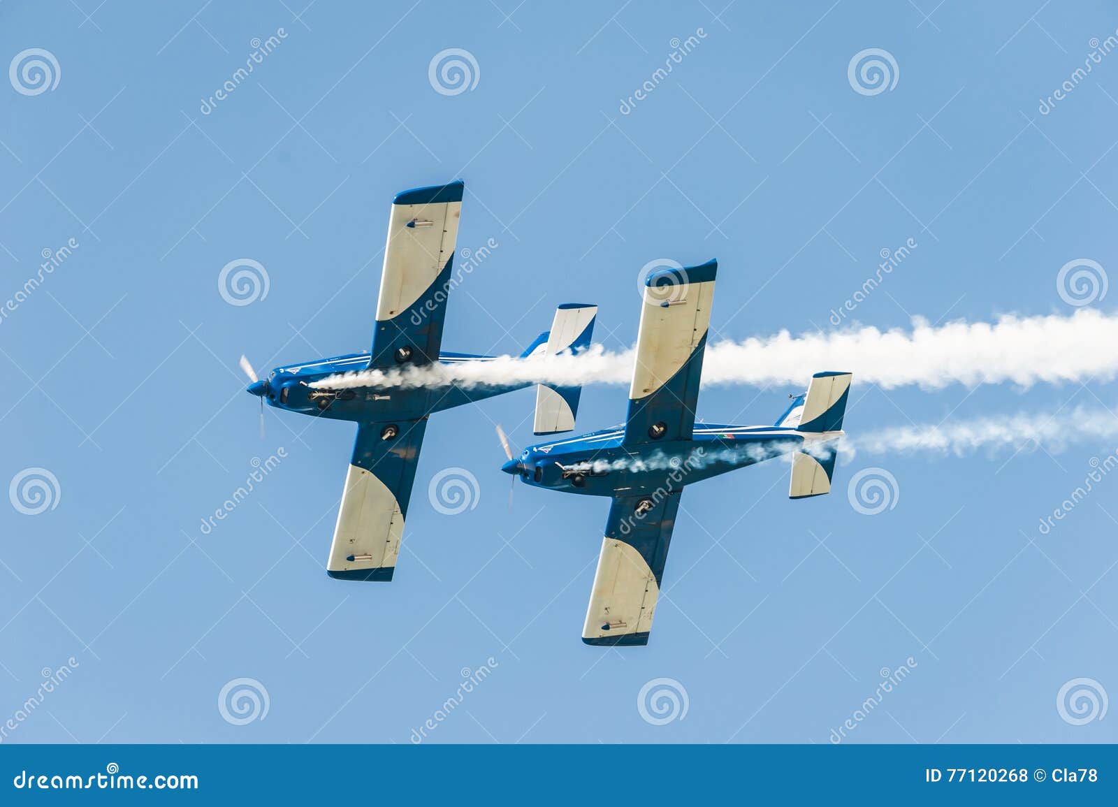 Airplanes On Airshow. Aerobatic Team Performs Flight Air Show. Sun N ...