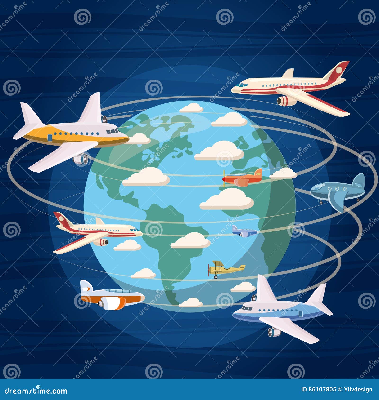 Airplanes On World Map. Airline Flight Routes And Airport Travel And ...