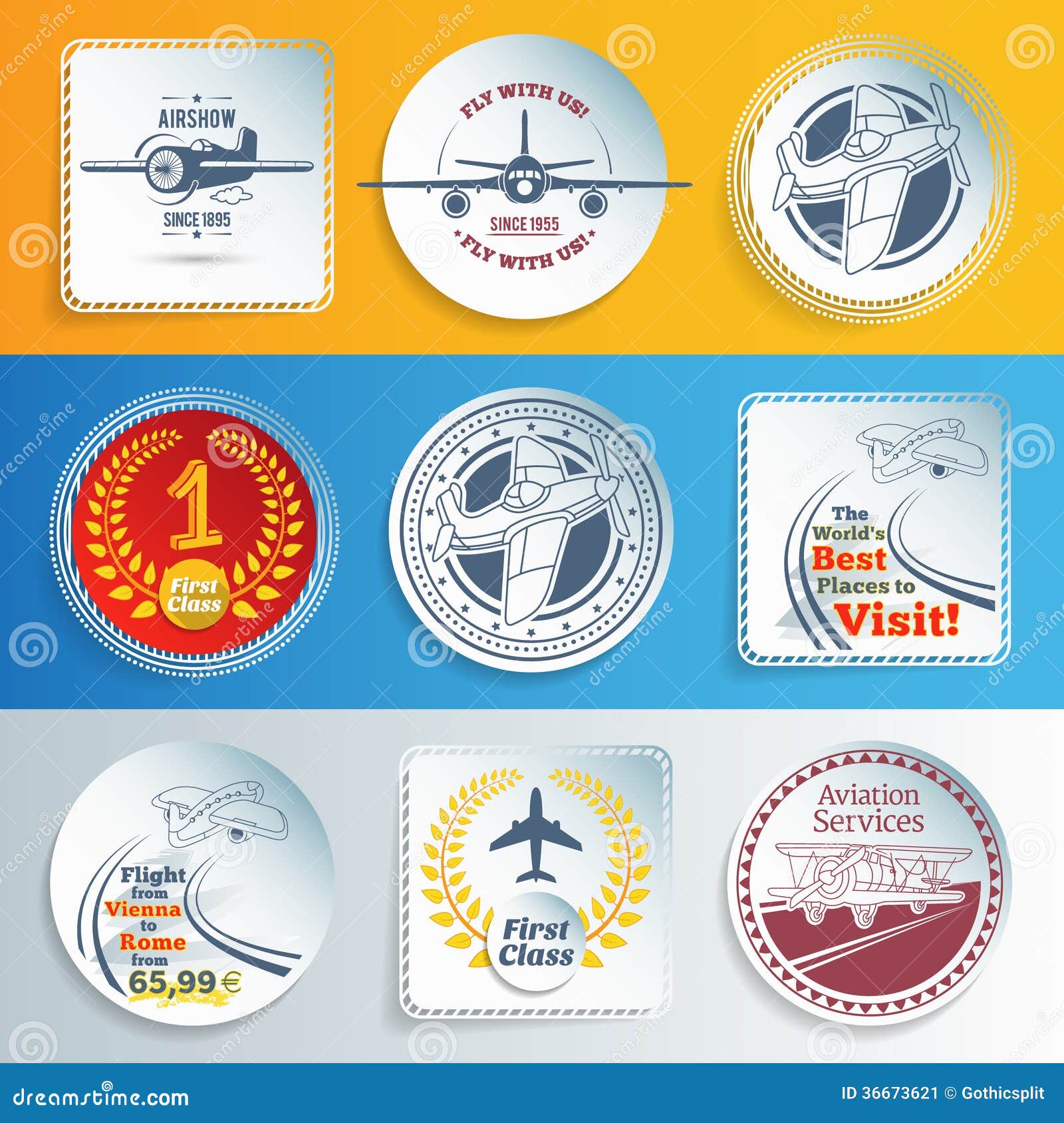 Airplanes and Aviation Labels and Stickers Stock Vector - Illustration ...