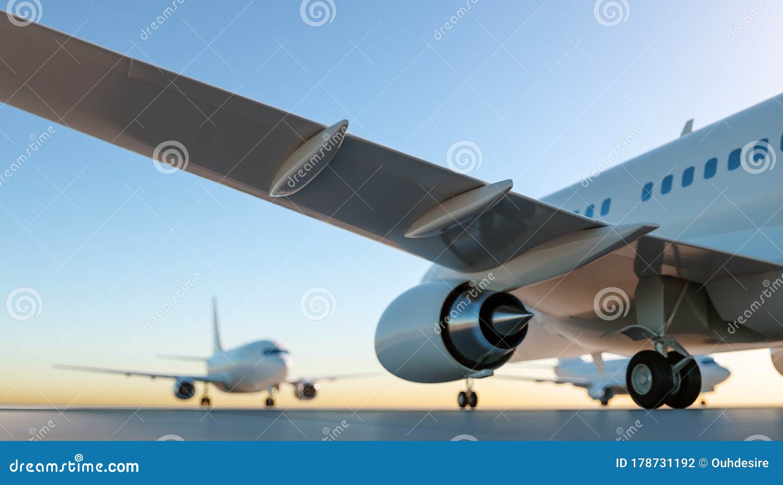 Airplanes at the Empty Airport. Ground View Stock Illustration ...