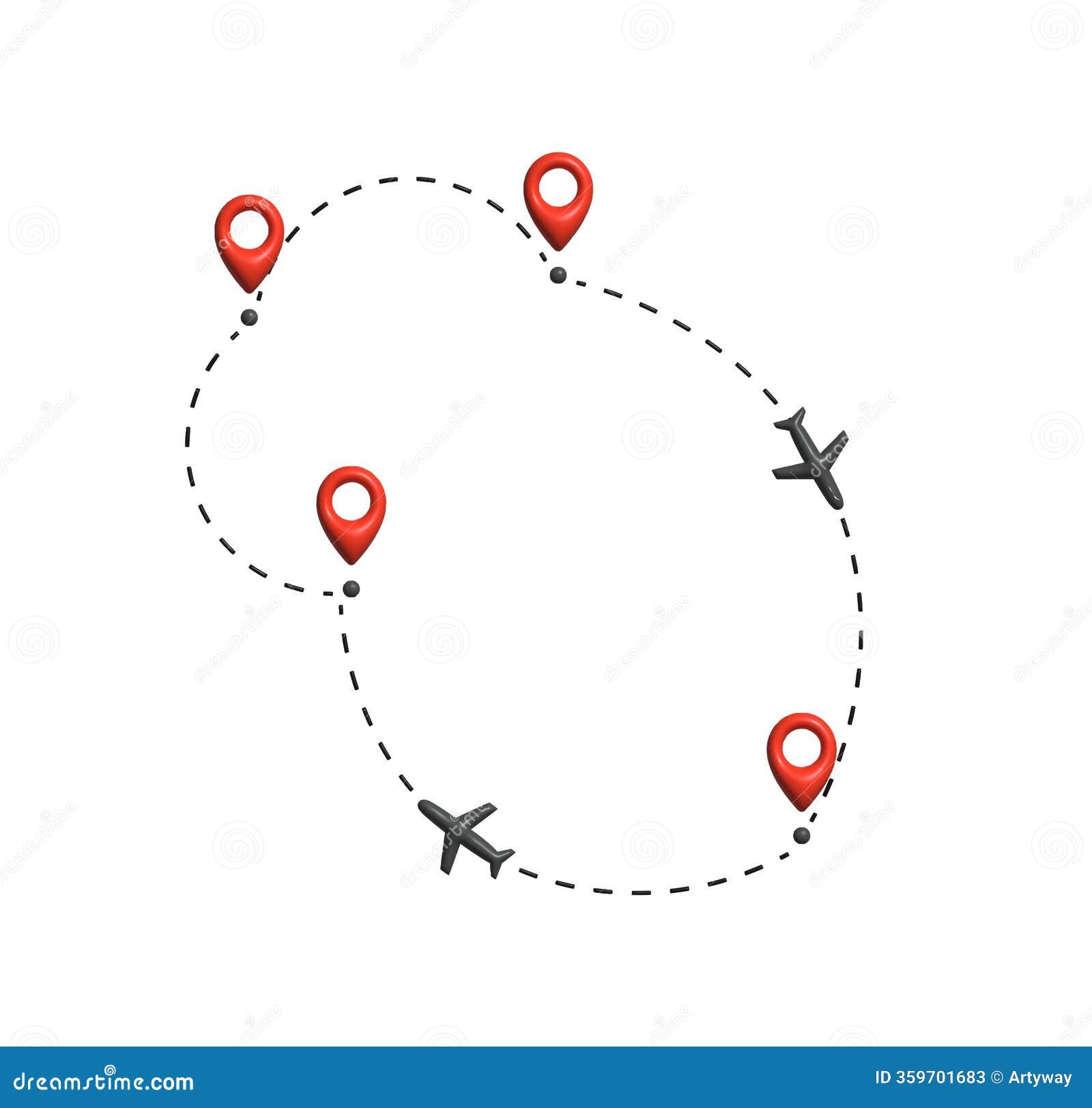 Airplanes Flying Along Circular Dashed Flight Path with Multiple ...