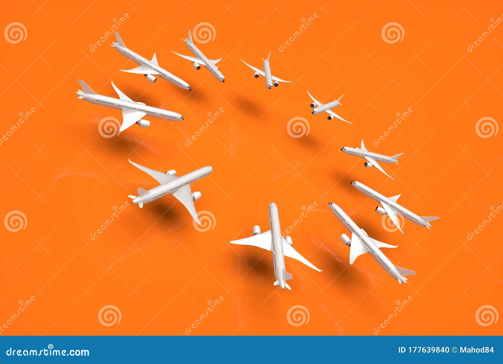 Airplanes Flying on an Orange Background Isolated. Template, Isolated ...