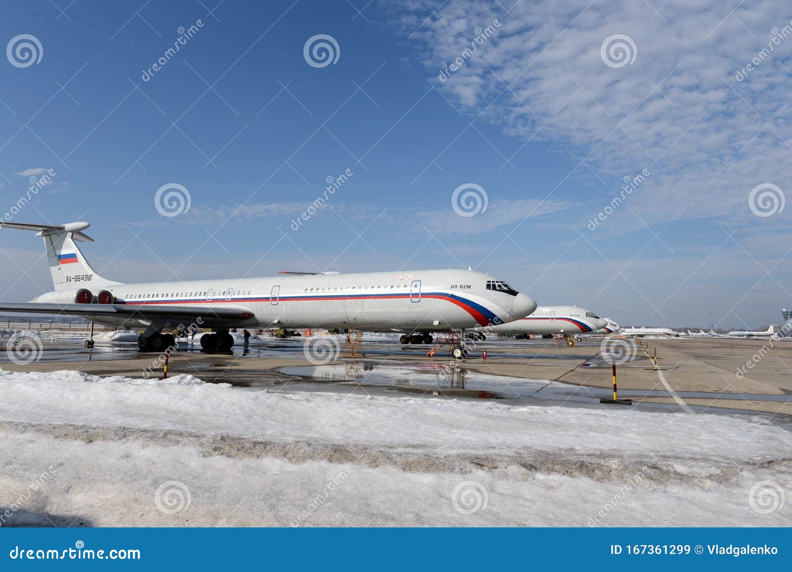 Airplanes IL-62M of the Russian Space Forces at the Chkalovsky Airfield ...