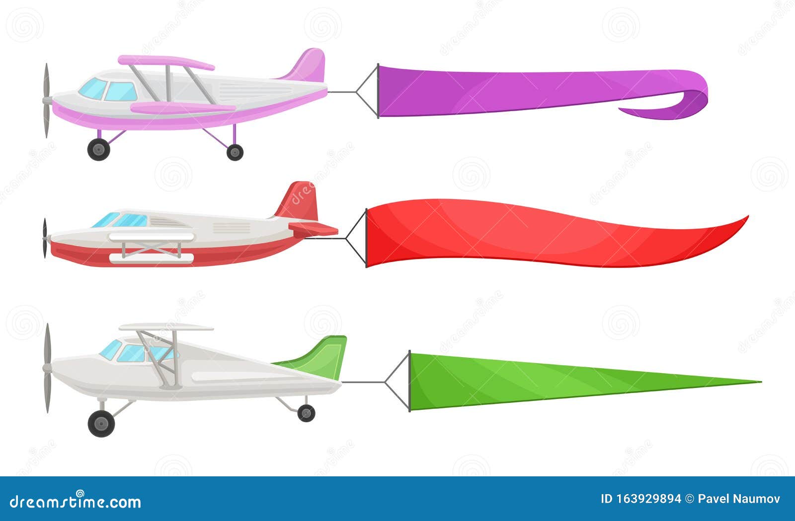 Airplanes With Long Flags. Vector Illustration On A White Background ...