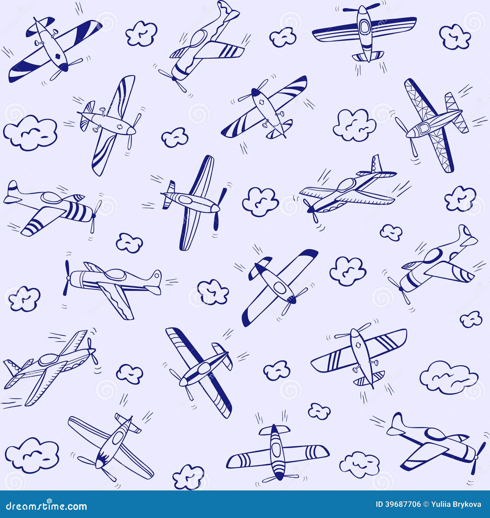 Airplanes pattern stock vector. Illustration of monochrome - 39687706