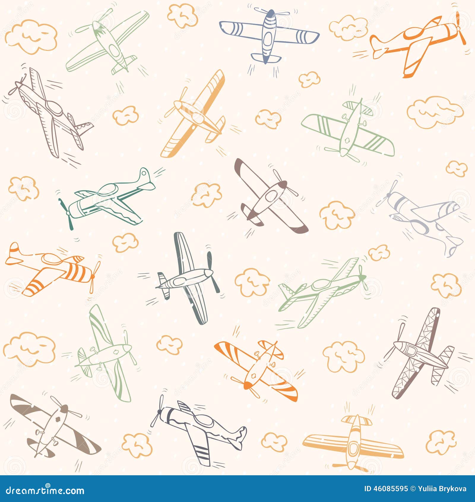 Airplanes pattern color stock vector. Illustration of sketch - 46085595