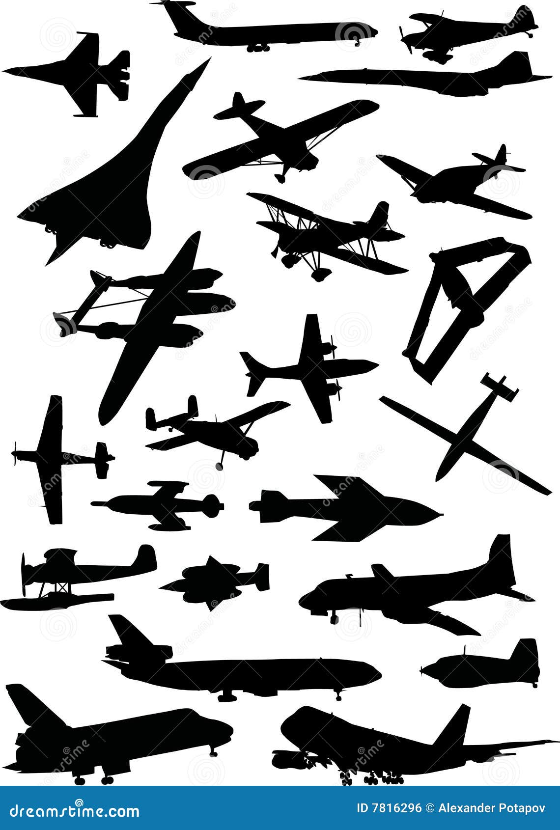 Airplanes Silhouettes Collection Vector Illustration | CartoonDealer ...