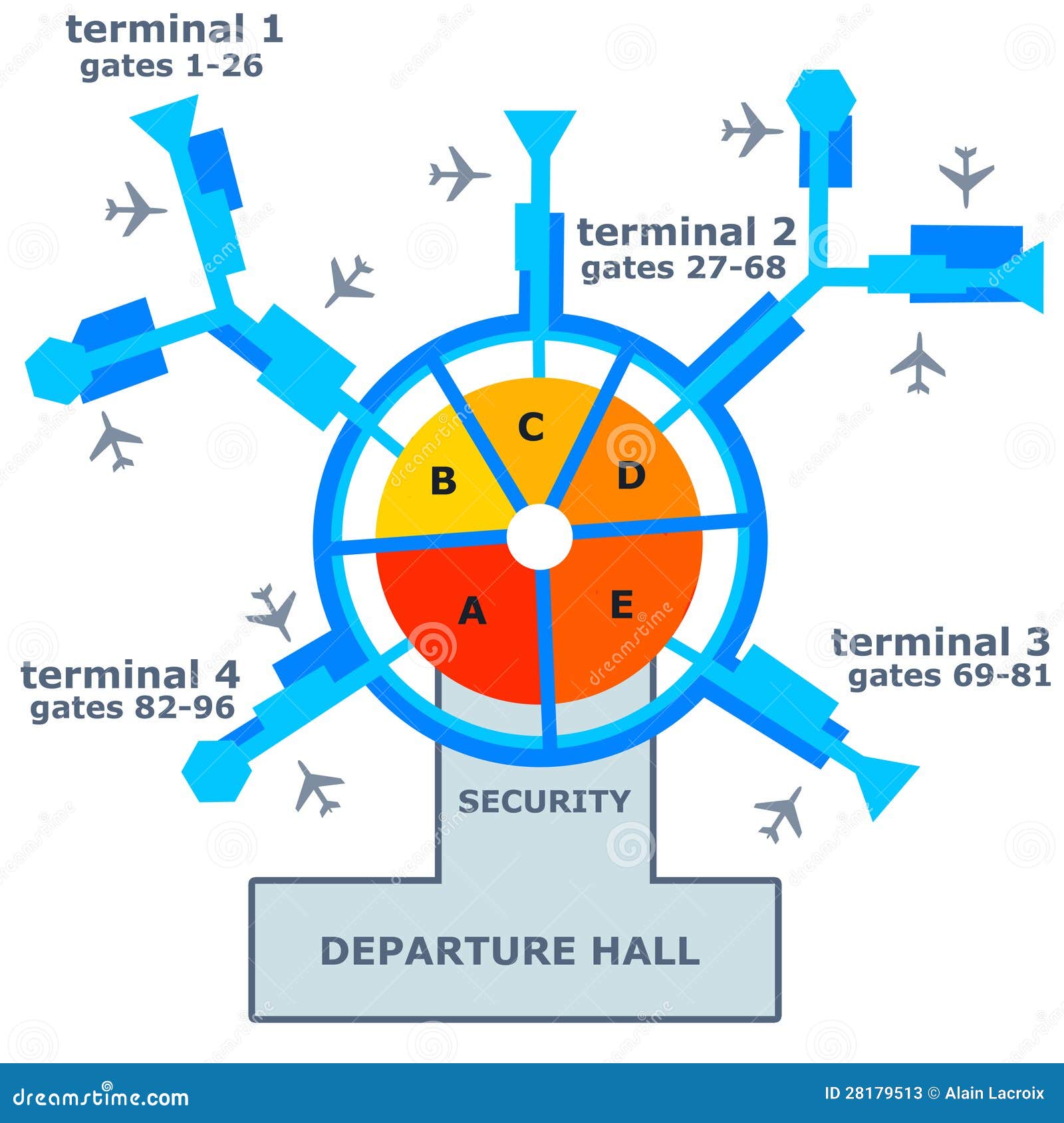 Airport Layout Top View Runway Parking Taxiway And Building Det Cartoon ...