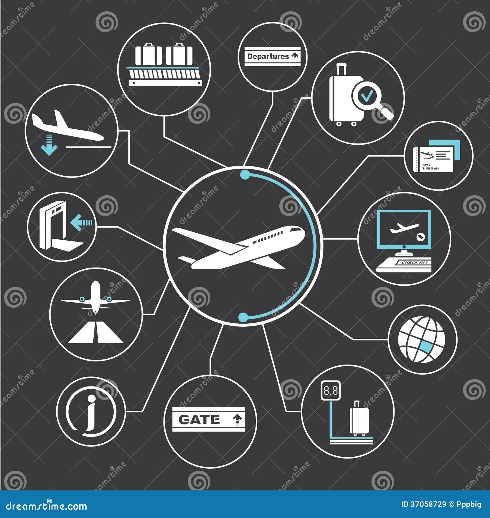 Airport stock illustration. Illustration of network, brainstorm - 37058729