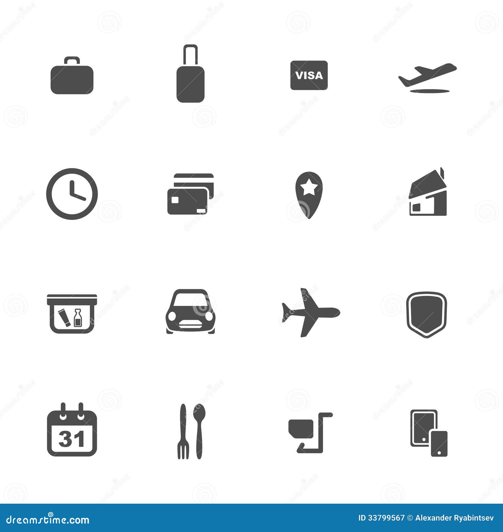 Airport and Airlines Services Icons Stock Illustration - Illustration ...