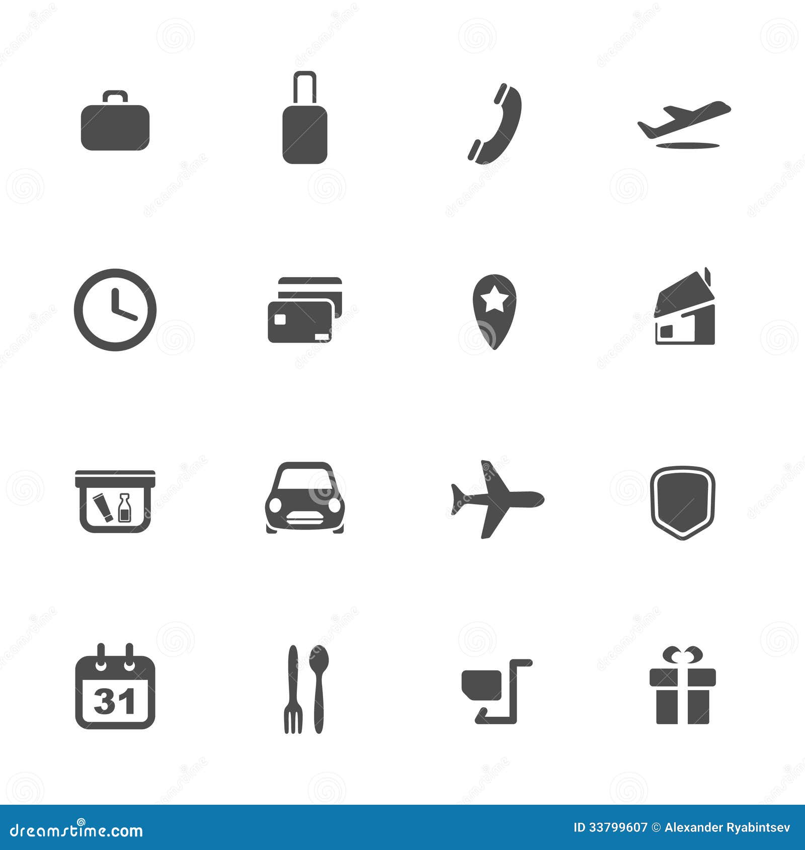 Airport and Airlines Services Icons Set Stock Illustration ...