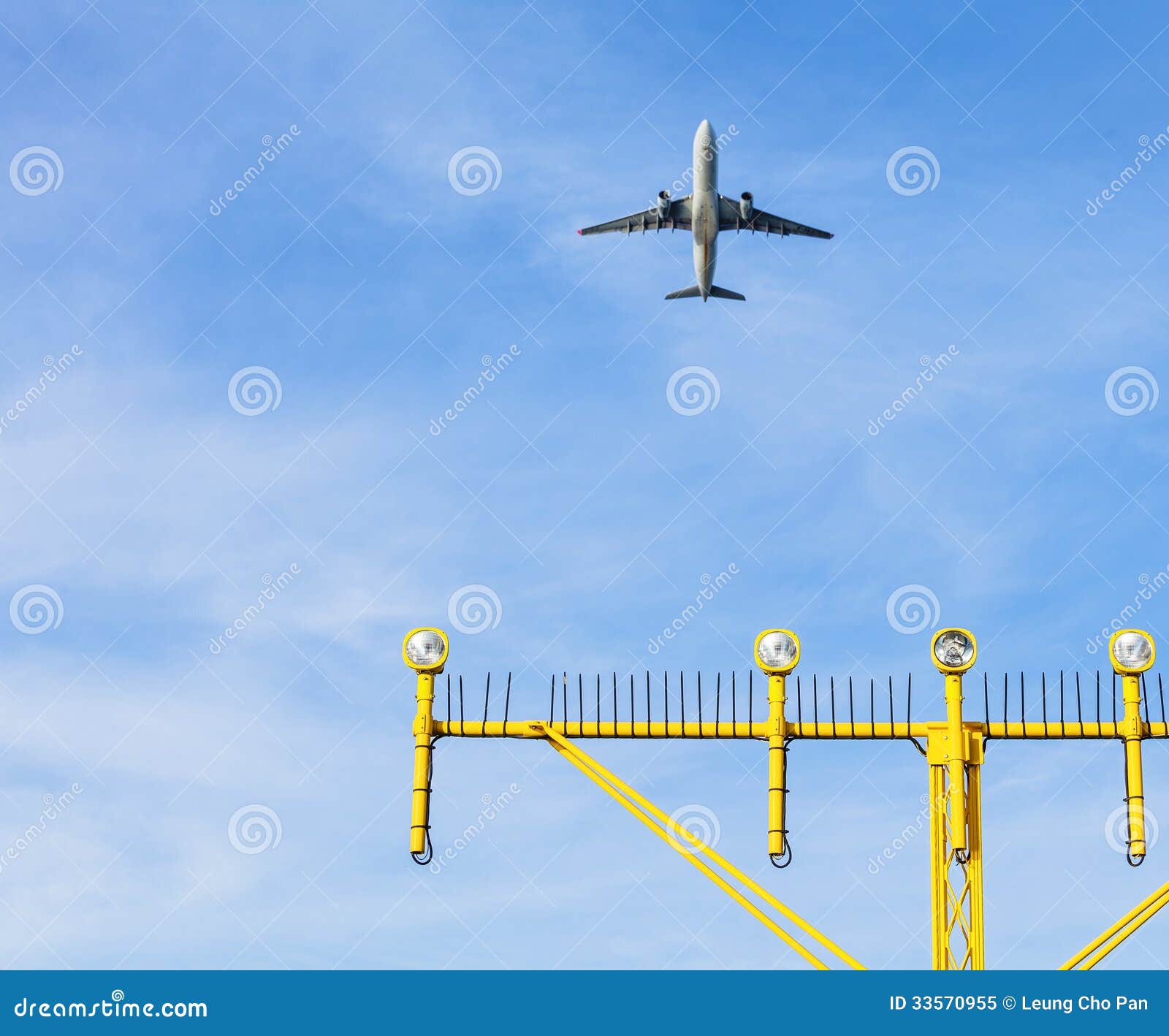 Airport Approach Landing Direction Light with Airplane Stock Image ...