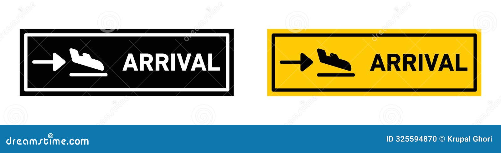 Airport Arrival Sign Vector Set Collection for Web Stock Illustration ...