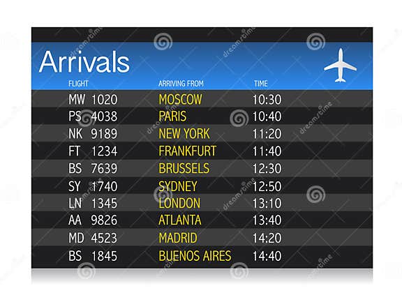 Airport Arrival Timetable Illustration Stock Vector - Illustration of ...