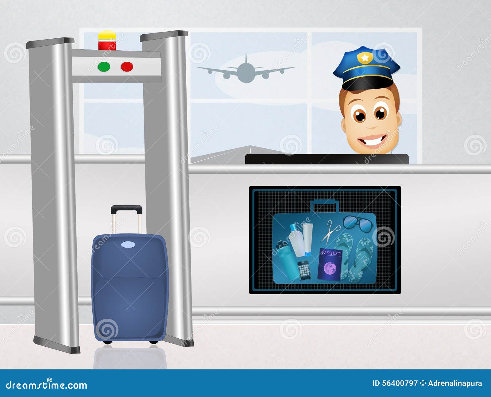 Airport baggage scanner stock illustration. Illustration of luggage ...