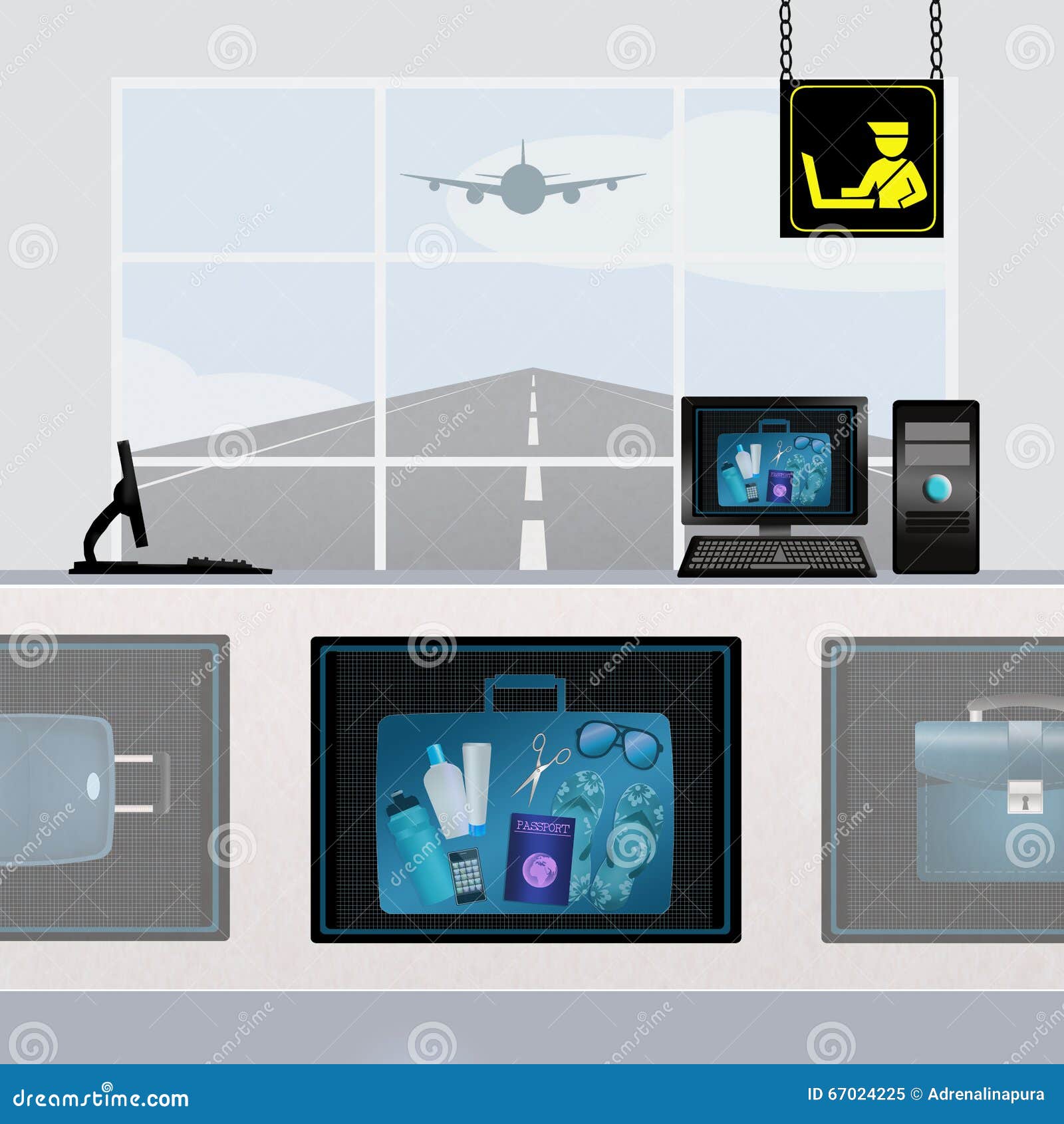 X-Ray Baggage Scanner Drawings Cartoon Vector | CartoonDealer.com ...