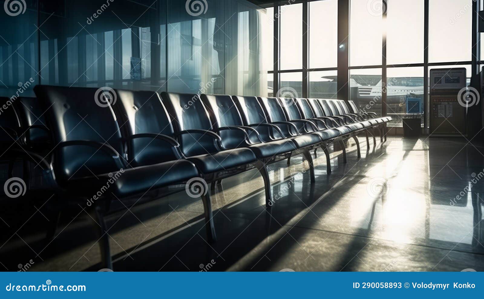 Airport Bench in Boarding Lounge. Generative Ai Stock Image - Image of ...