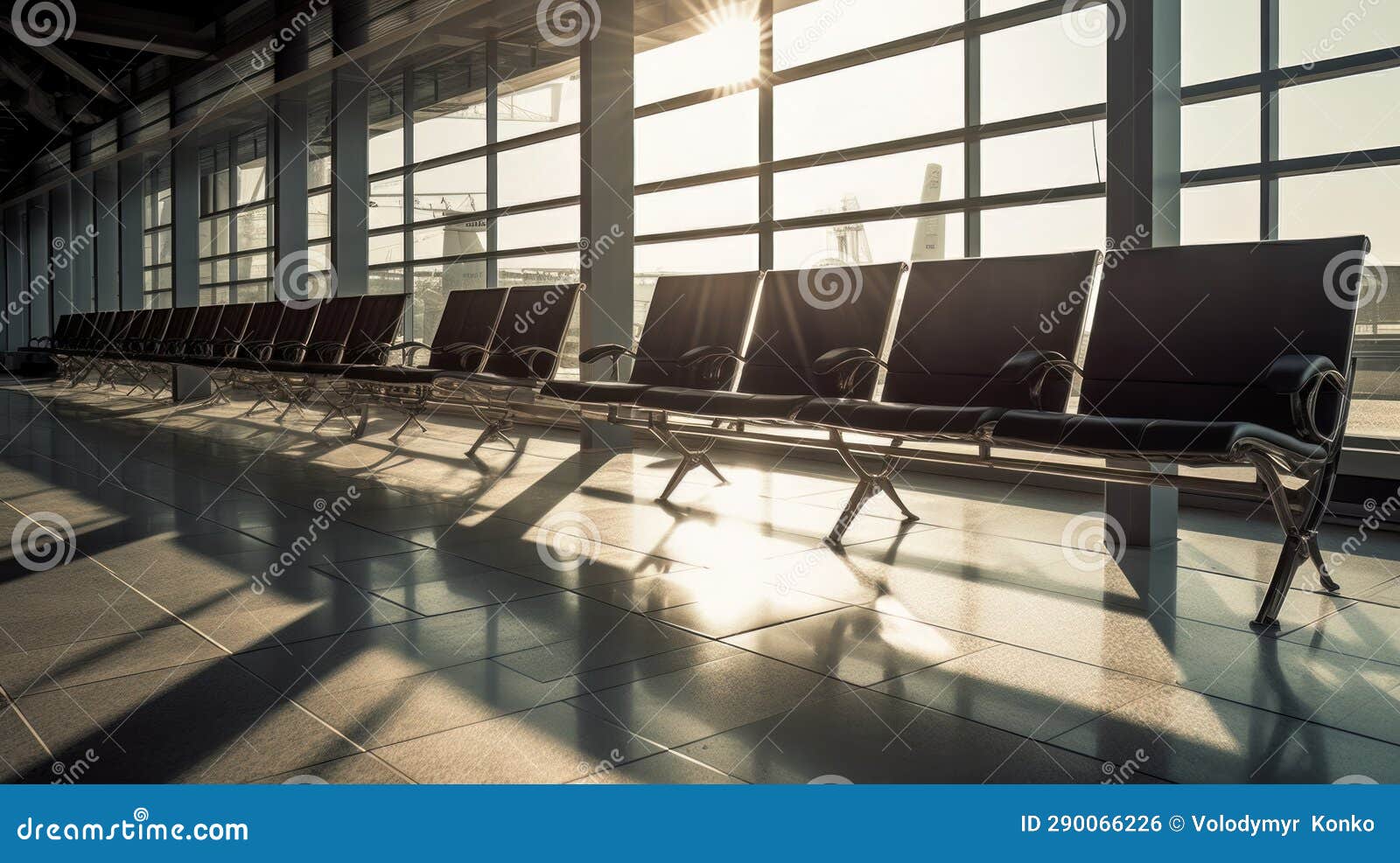 Airport Bench in Boarding Lounge. Generative Ai Stock Photo - Image of ...