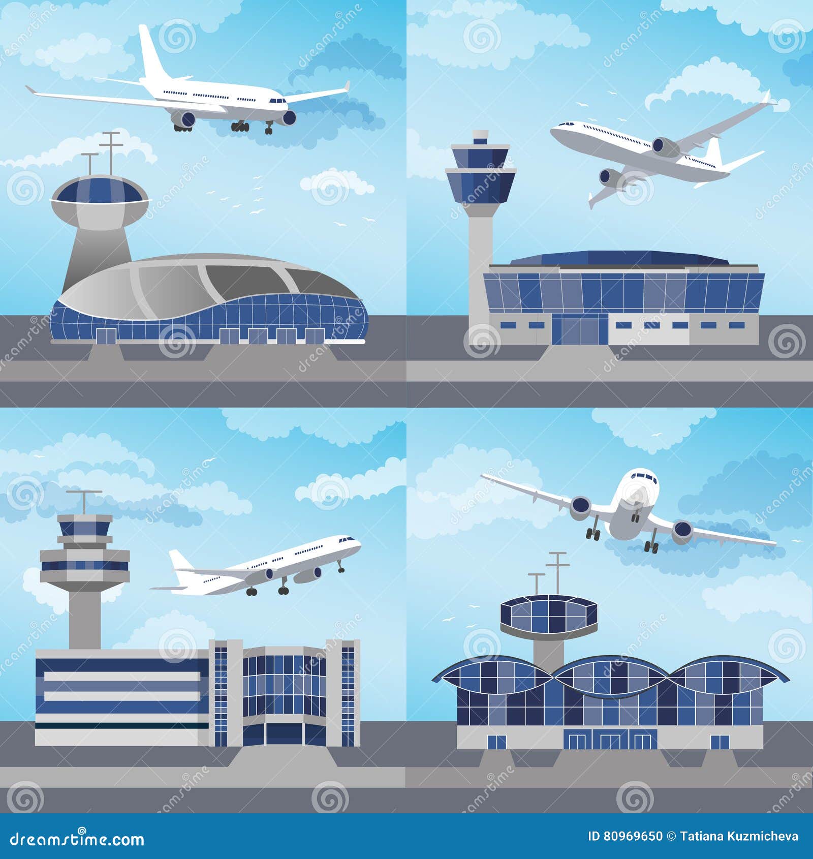 Airport Building with Control Tower. Vector Stock Vector - Illustration ...