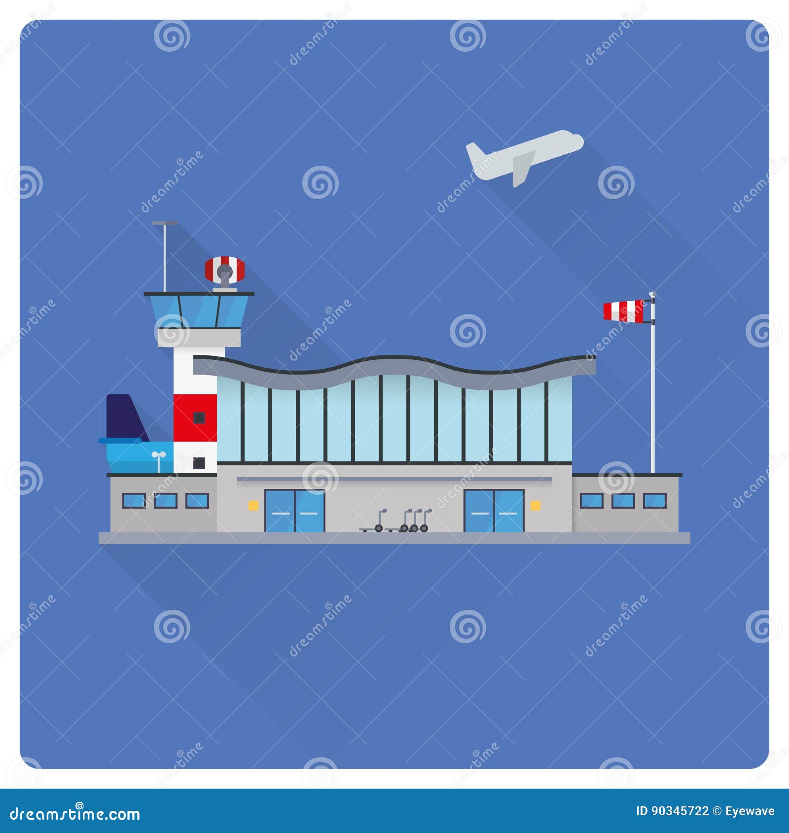 Airport Buildings Flat Design Vector Illustration Stock Vector ...